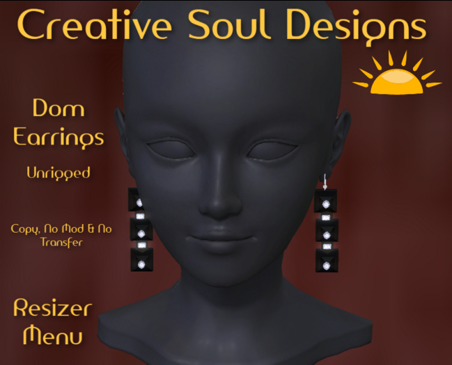 Second Life Marketplace - Creative Soul Designs Dom Earrings